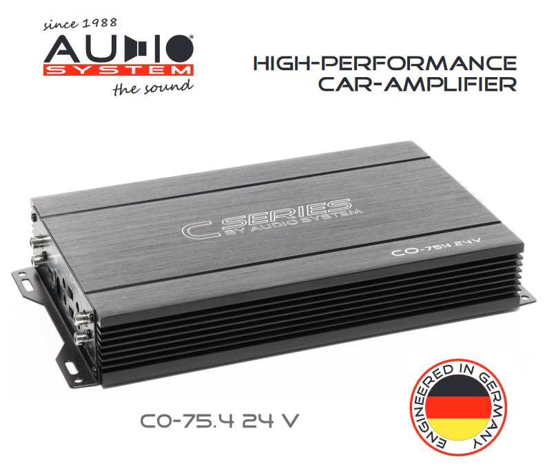 Audio System CO-75.4 24V CO-SERIES 4-Kanal A/B Verstärker 24 Volt speziell für LKW 480 Watt RMS